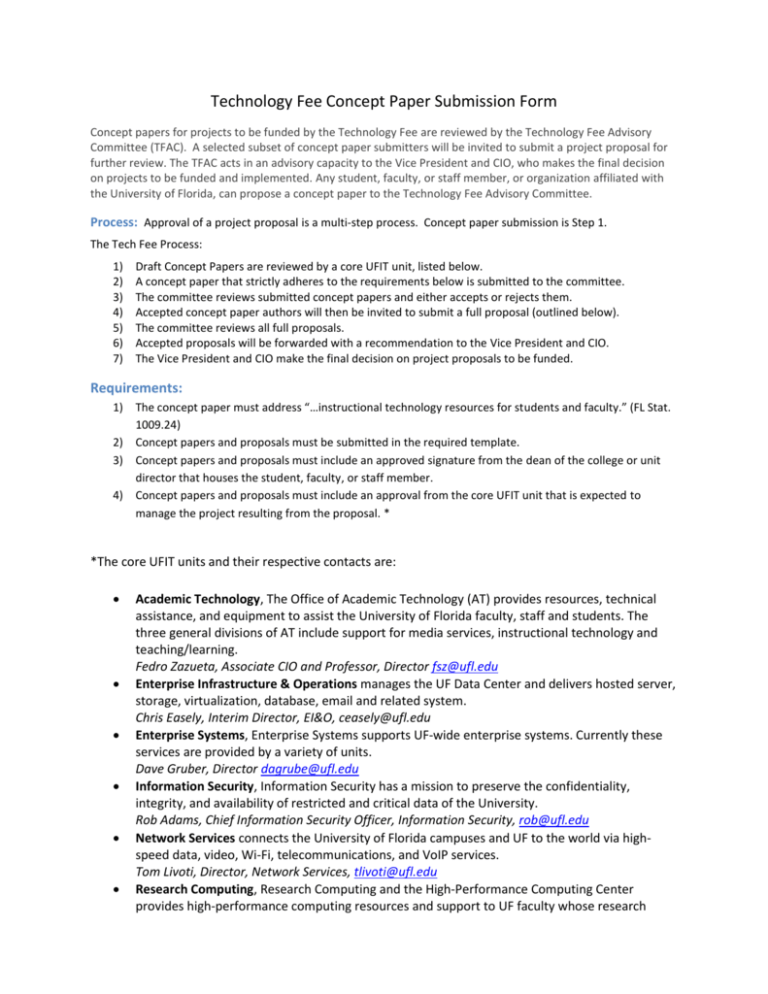 Technology Fee Concept Paper Proposal Template
