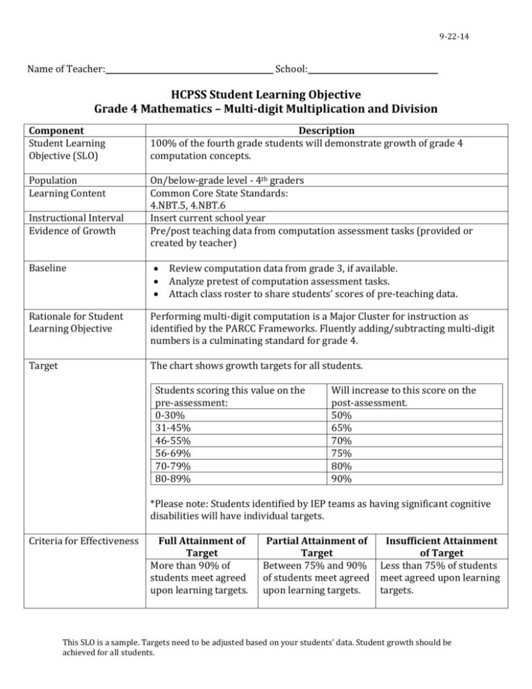 Math GR4 SLO Multi digit Multiplication And Division Math GR4 SLO Multi digit Multiplication And Division