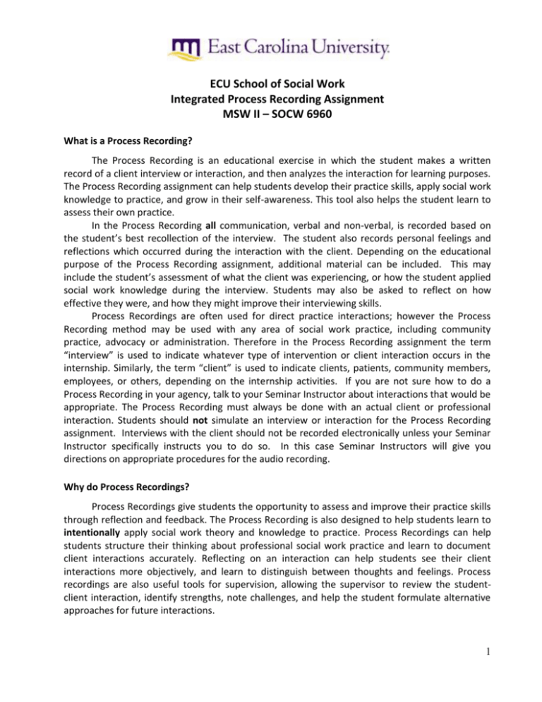 Social Work Process Recording Assignment Guide
