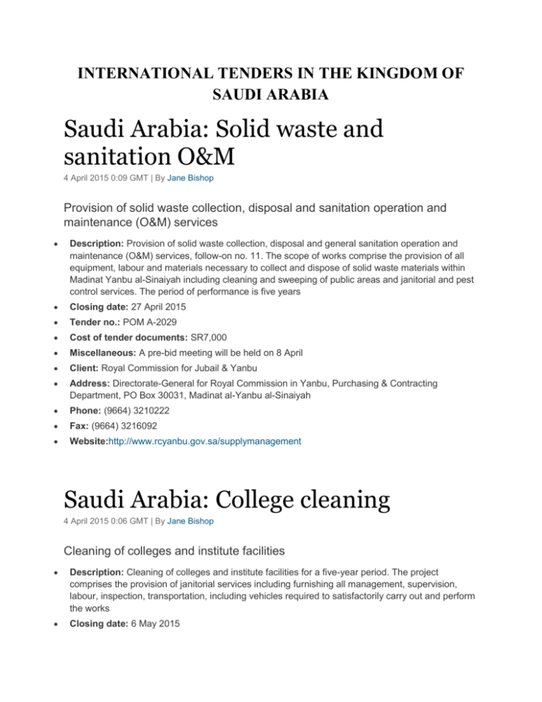 international tenders in the kingdom of saudi arabia