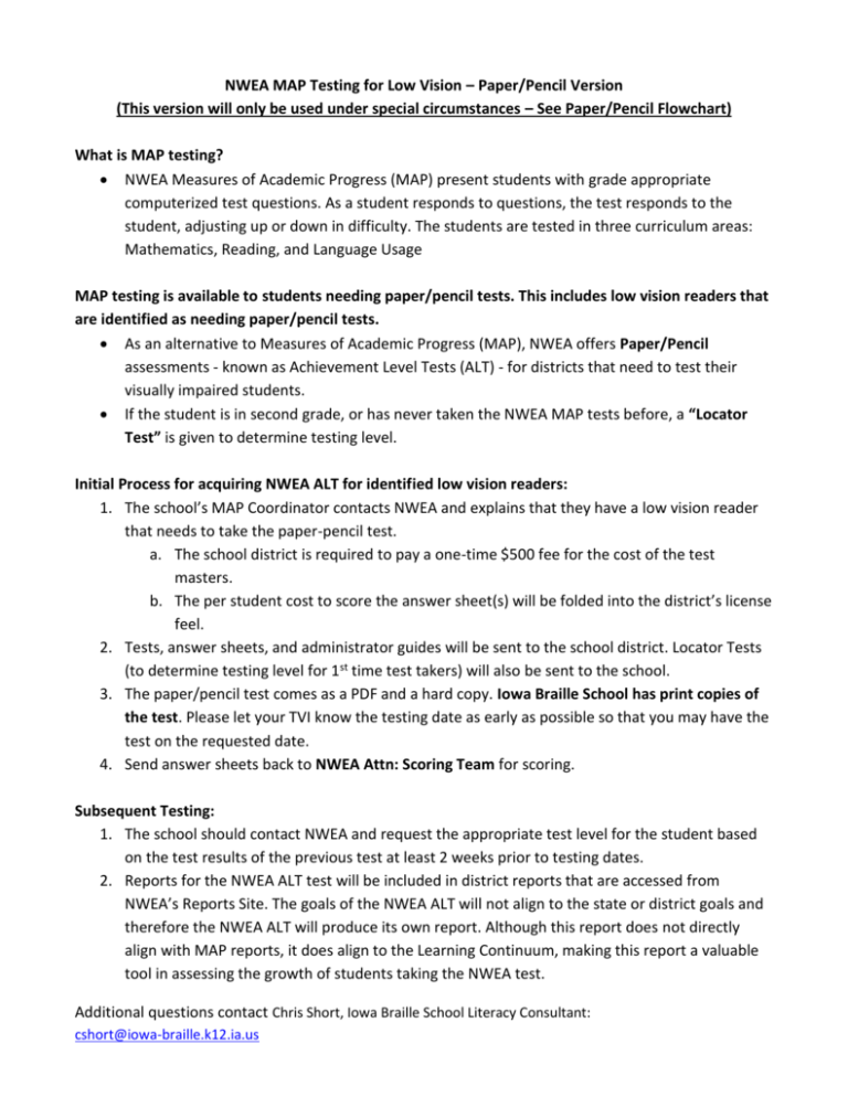 NWEA MAP Testing For Low Vision Users