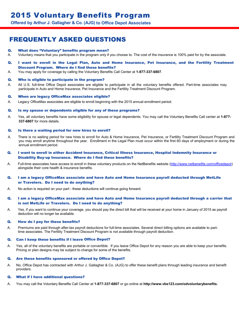 2015 Voluntary Benefits Program 2015 Voluntary Benefits Program
