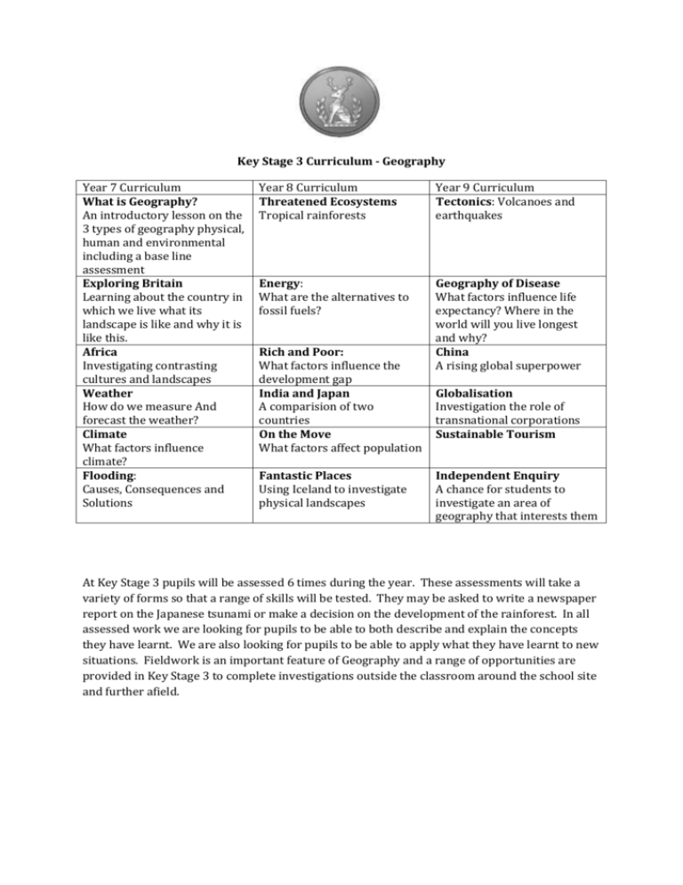 KS3 Geography Curriculum KS3 Geography Curriculum