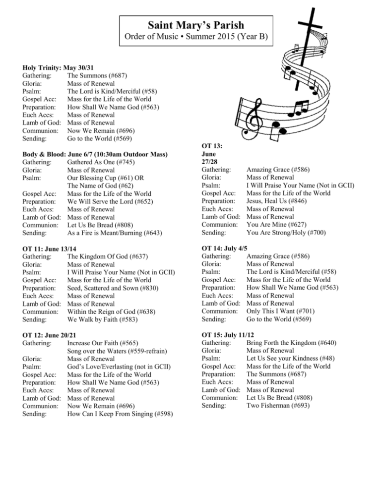 Order of Music Summer 2015