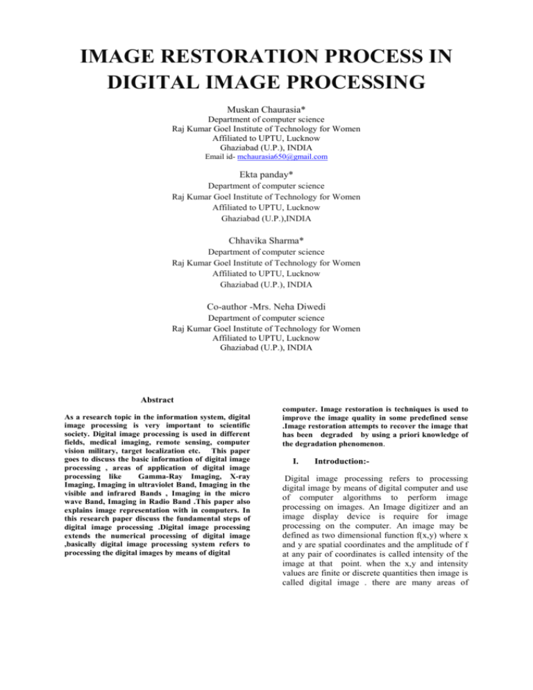 Image Restoration Process In Digital Image Processing