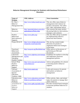 Behavior Intervention Plan: CHEAT SHEET