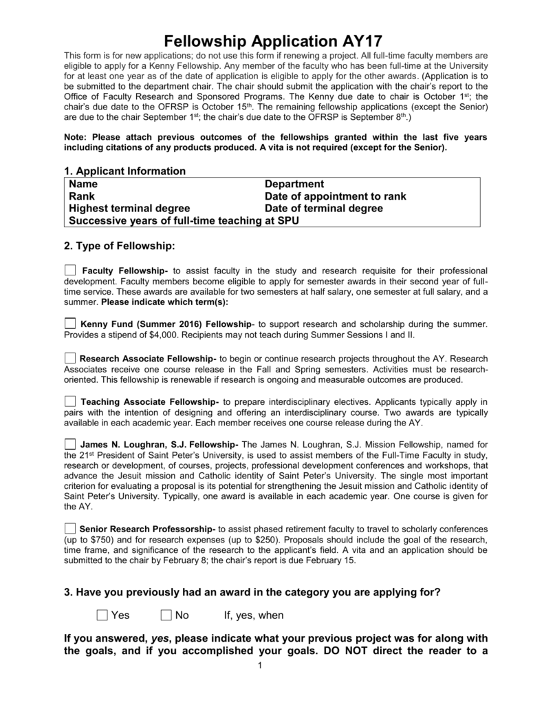 Fellowship Application Form