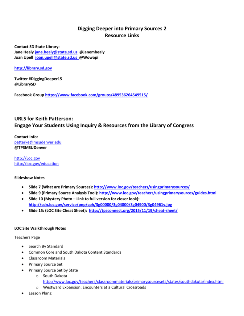 Digging Deeper 2 Resource Links