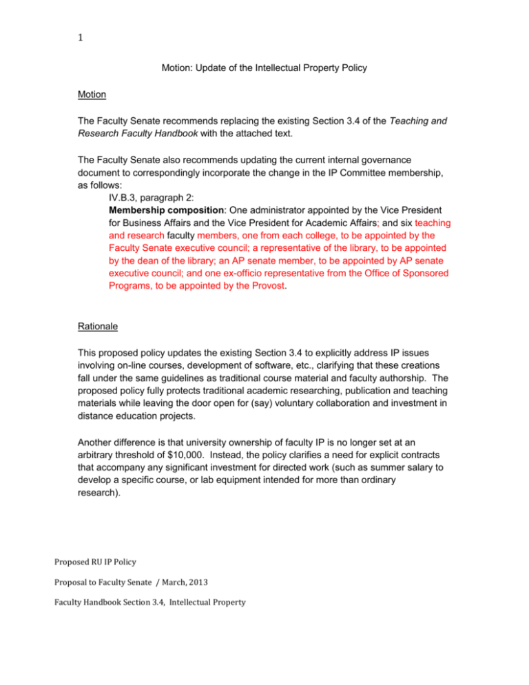 IP Policy Proposed