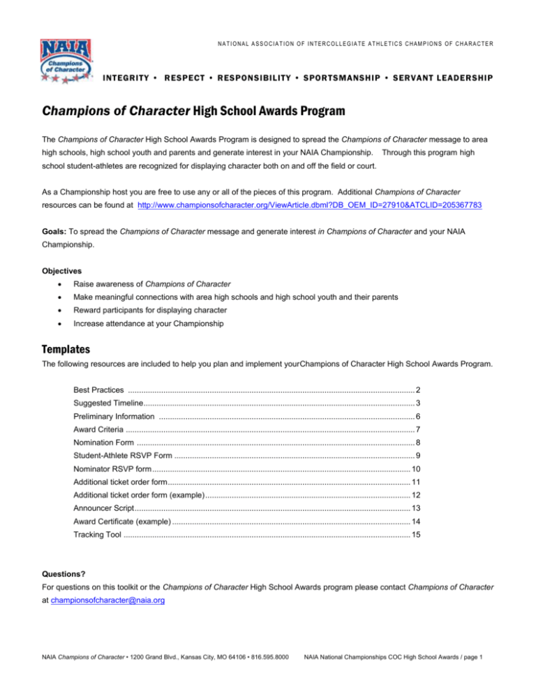 High School Awards Program DOC 