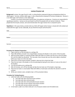 Lactase Enzyme Activity - with Data Analysis
