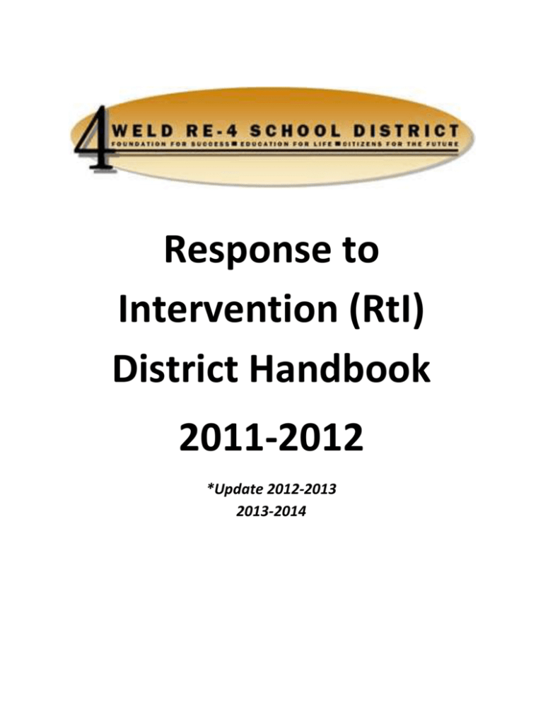 RTI District Handbook revised 2013-2014 - Weld RE