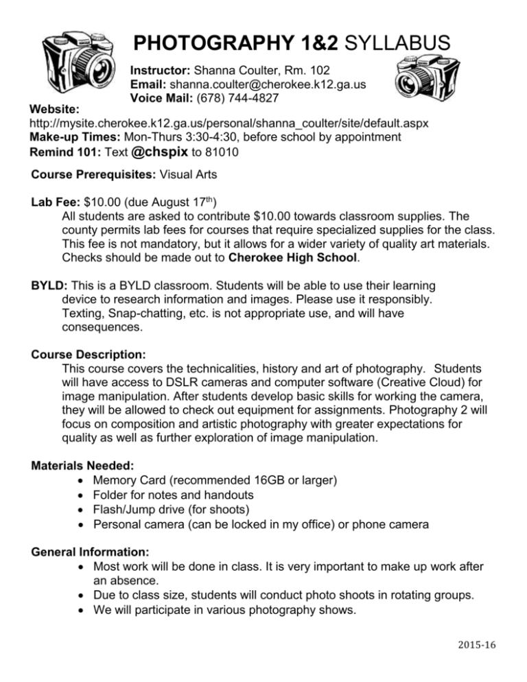 Photography Syllabus Photography Syllabus