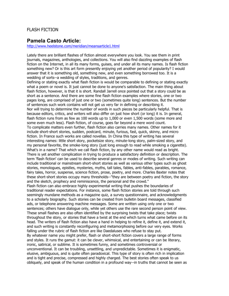 Flash Fiction Samples Flash Fiction Samples