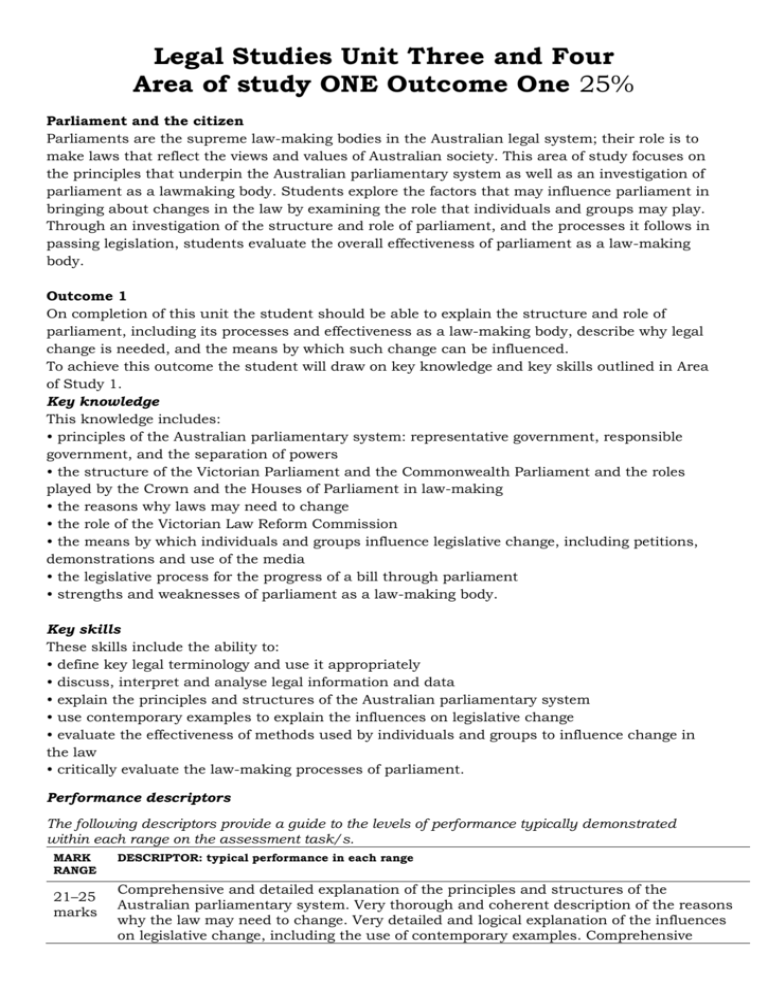 Legal Studies Unit Three And Four Area Of Study