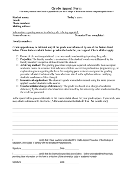 Grade Appeal Letter Template for Student