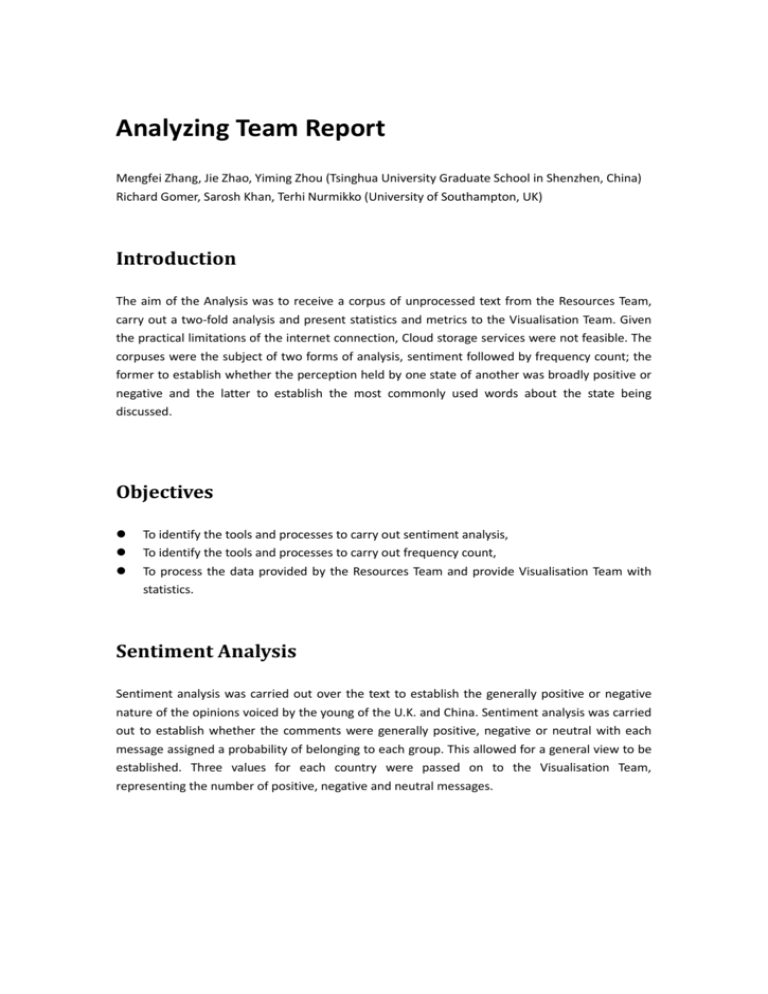 Analysis Team Write Up Analysis Team Write Up