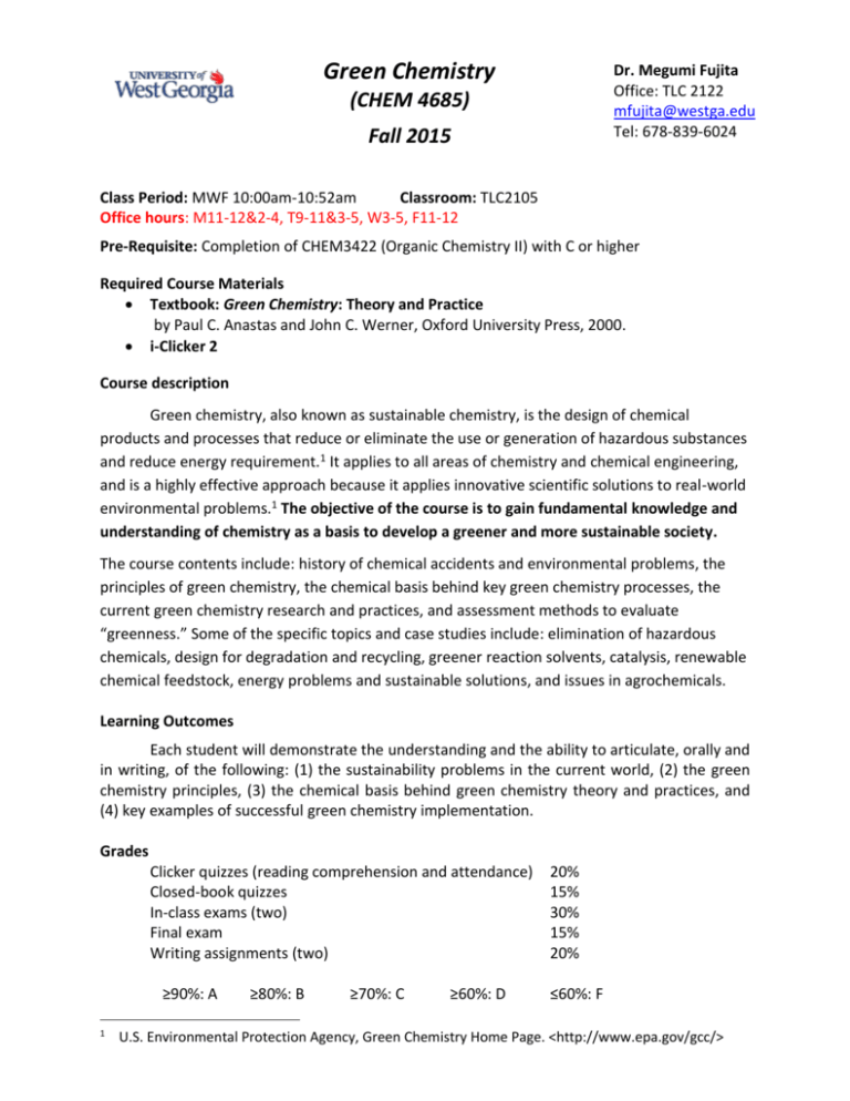 CHEM 4685_Fujita - The University of West Georgia