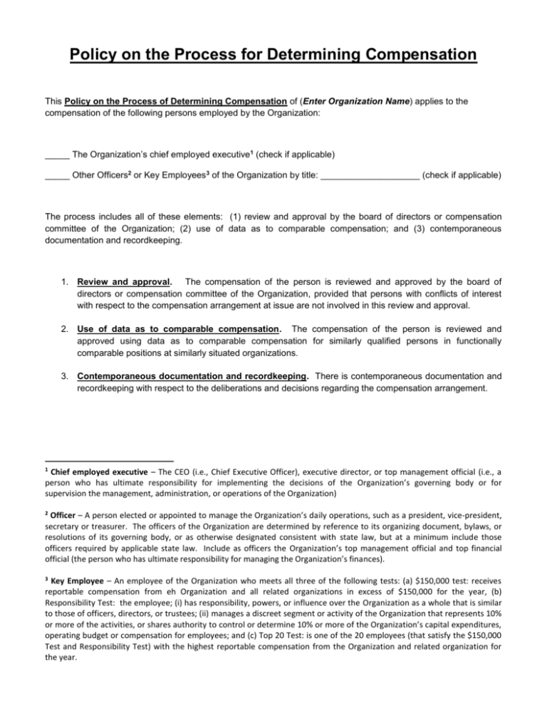 Determining Compensation Policy