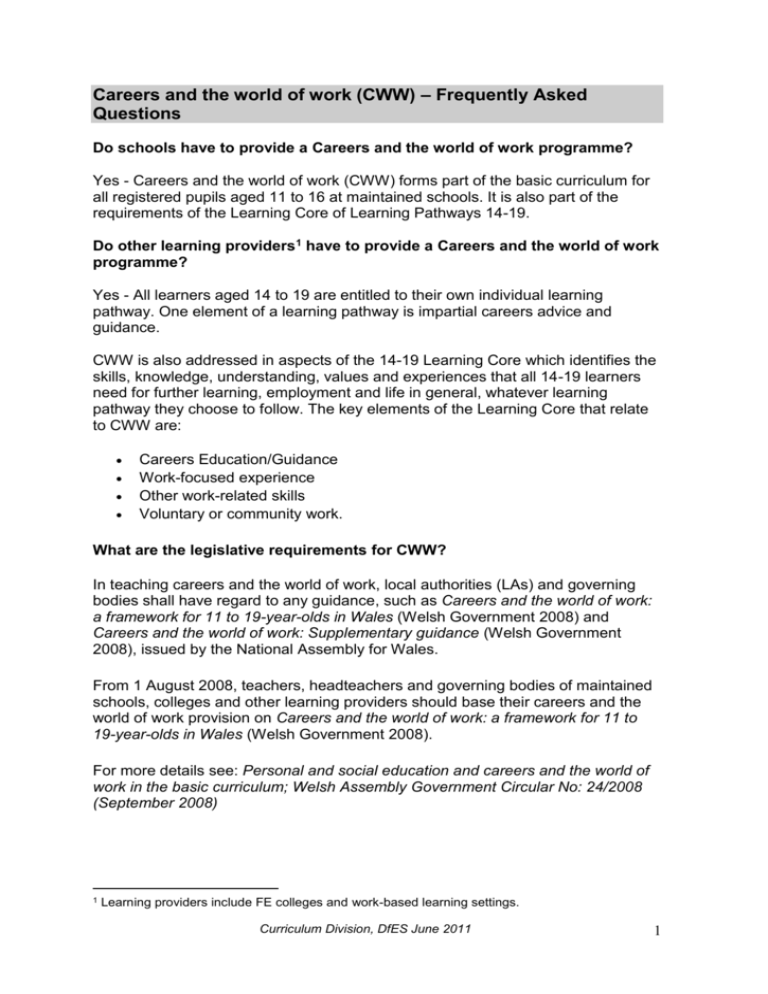 Careers and the world of work (CWW)