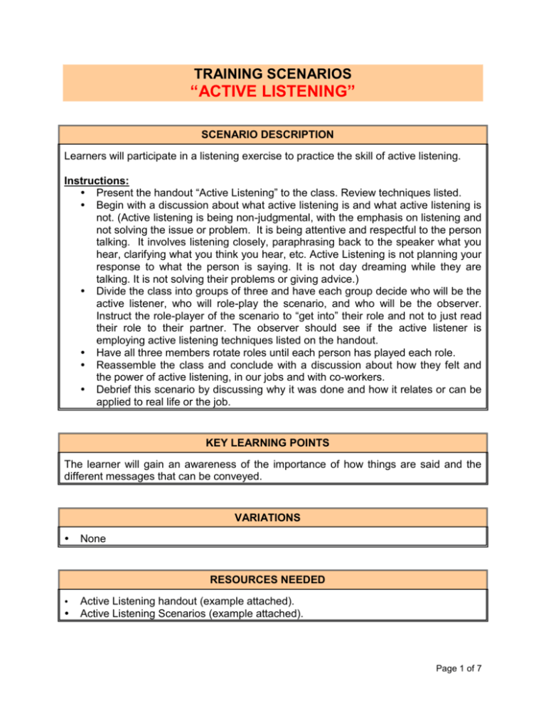 Active Listening Training Scenarios & Techniques