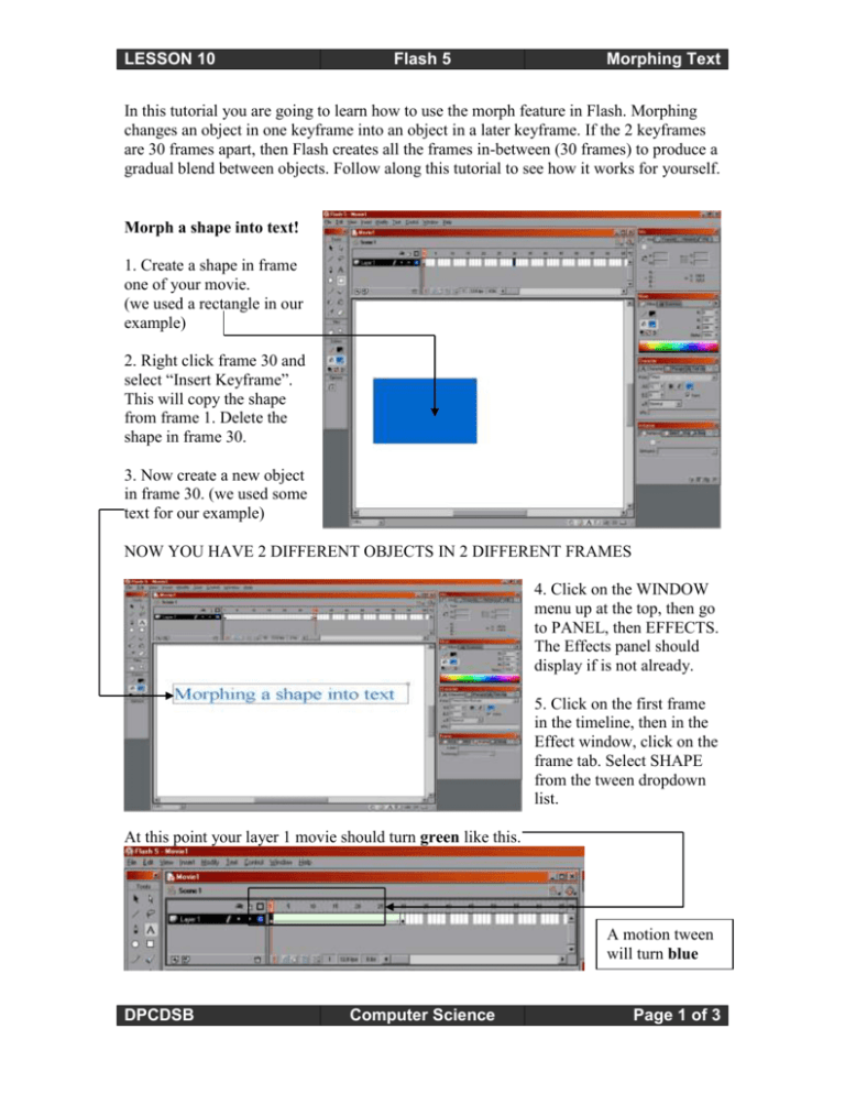 To Morph A Shape Into A Text Is Quit Easy