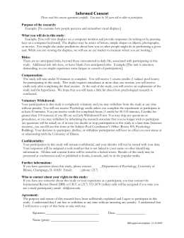 Informed Consent Form (sample) - the Department of Psychology at