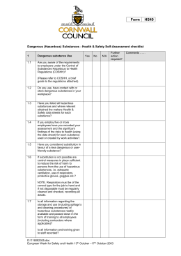 ESS COSHH Form