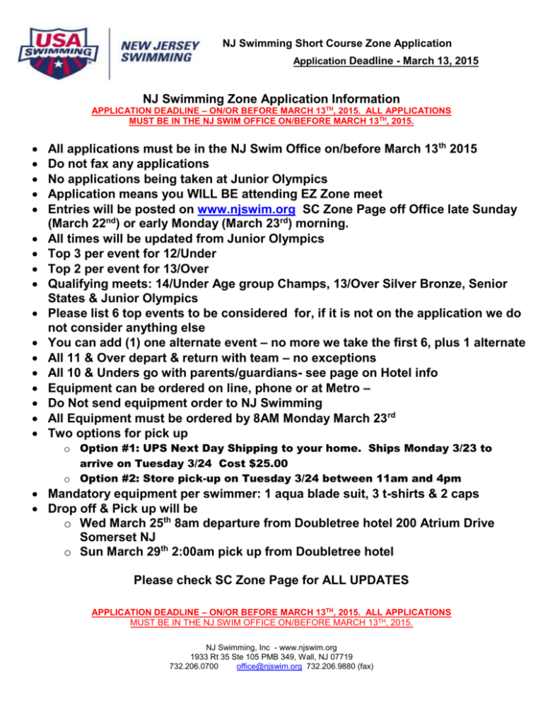 2006 Short Course Zone Application