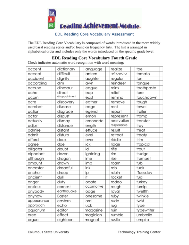EDL Word List