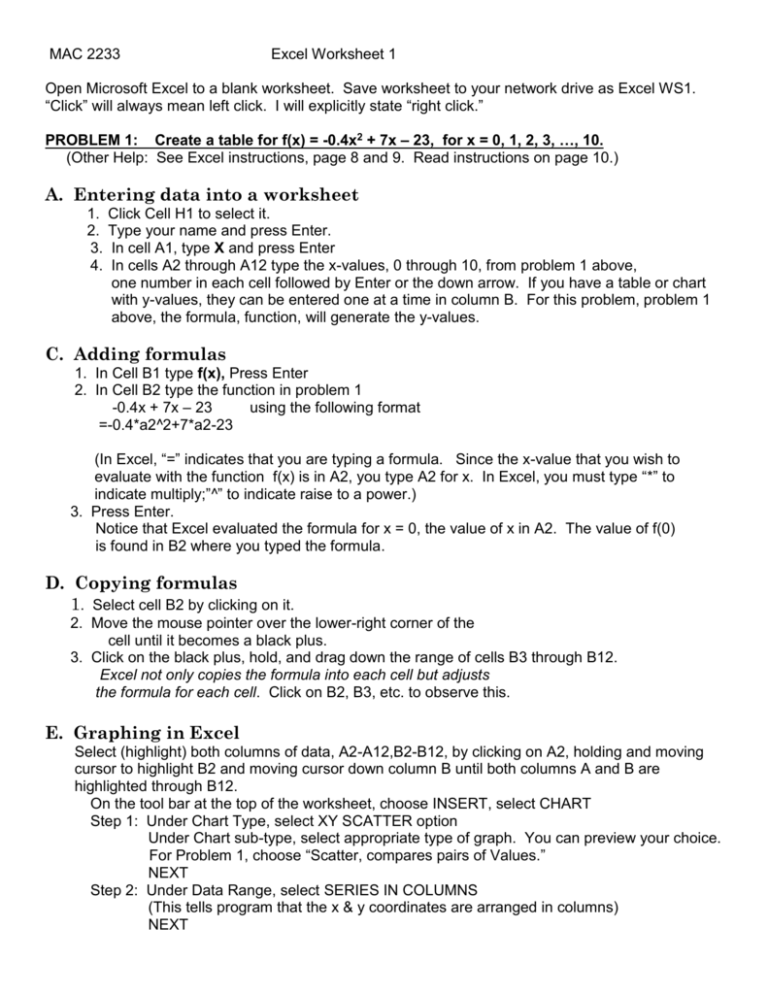 Excel Worksheet