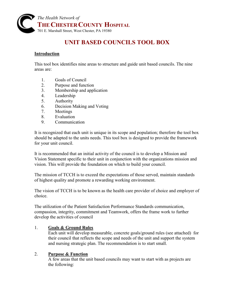 Department Of Nursing Unit Council Membership