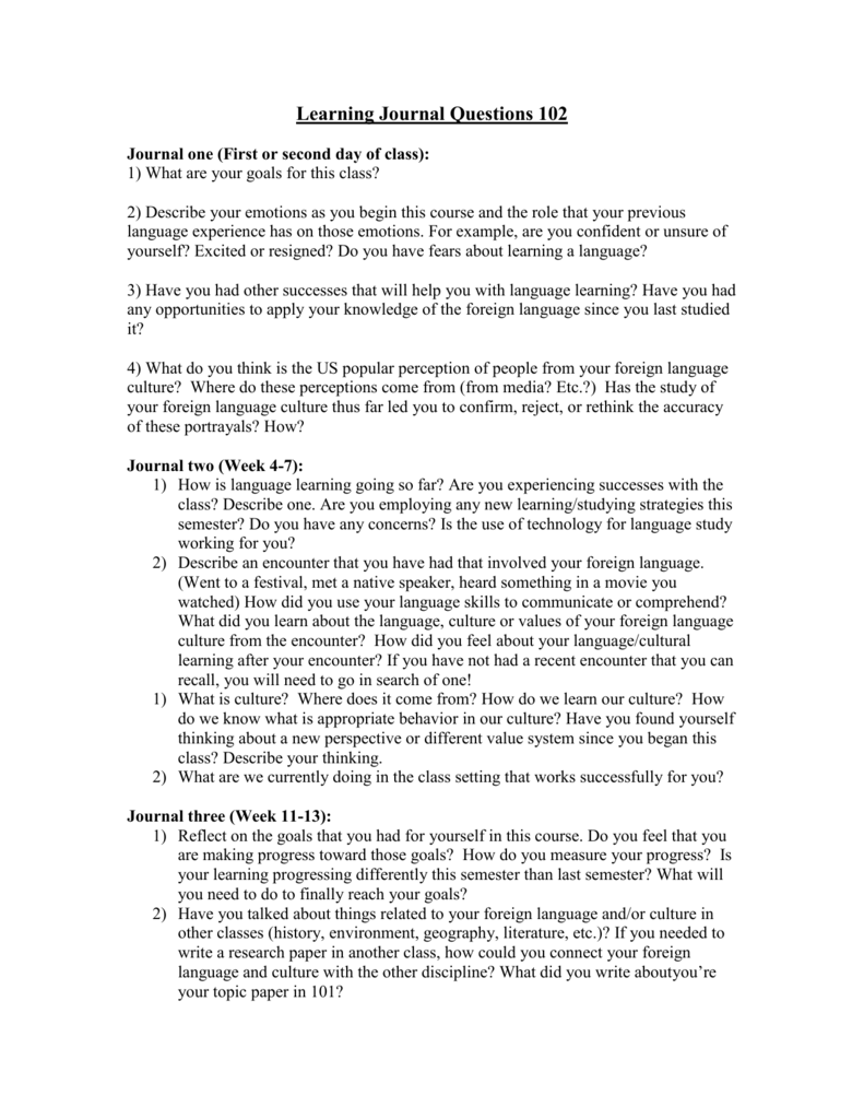 Learning Journal Questions 102