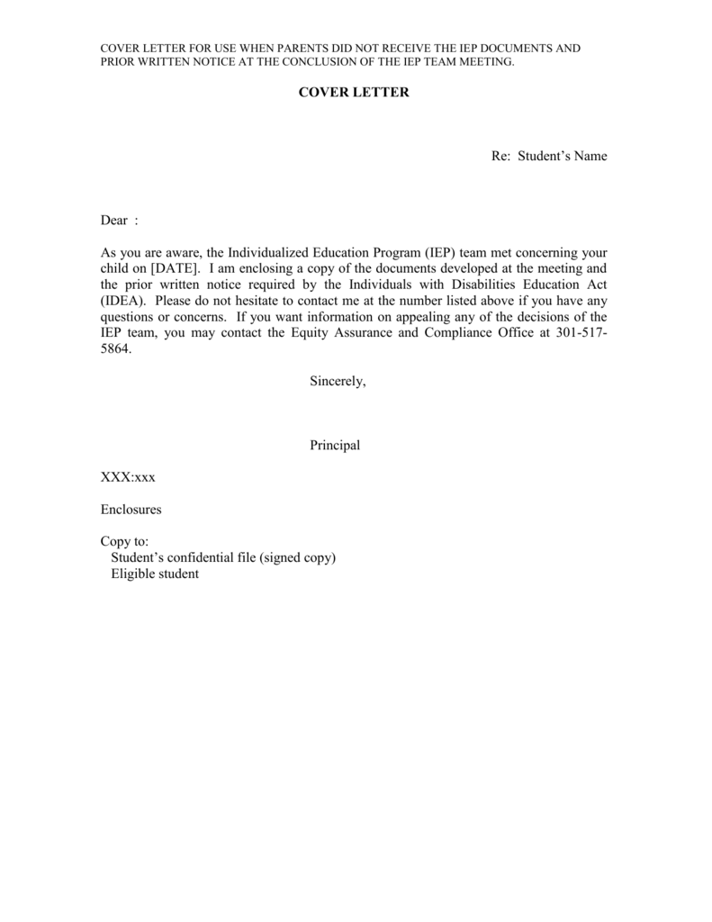 PRIOR WRITTEN NOTICE OF IEP AMENDMENT