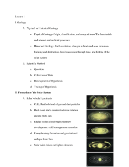 Formation of Solar System Timeline Events