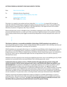 CancerNext Letter of Medical Necessity