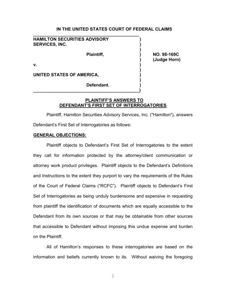 defendant`s first set of interrogatories defendant`s first set of interrogatories