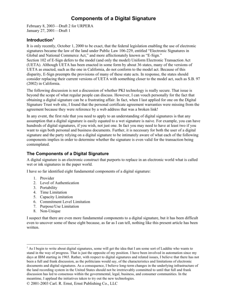 Components of a Digital Signature