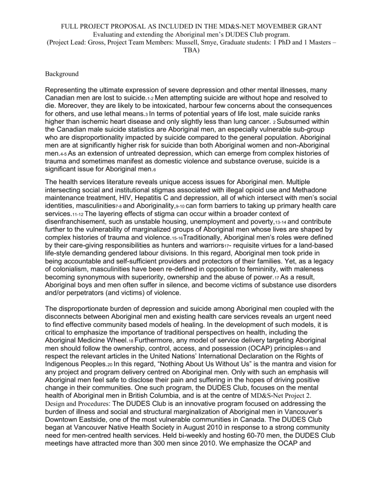 Project proposal - Vancouver Native Health Society