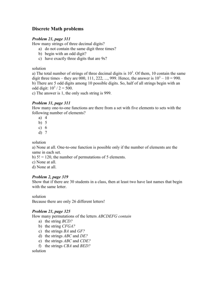 Discrete Math Problems