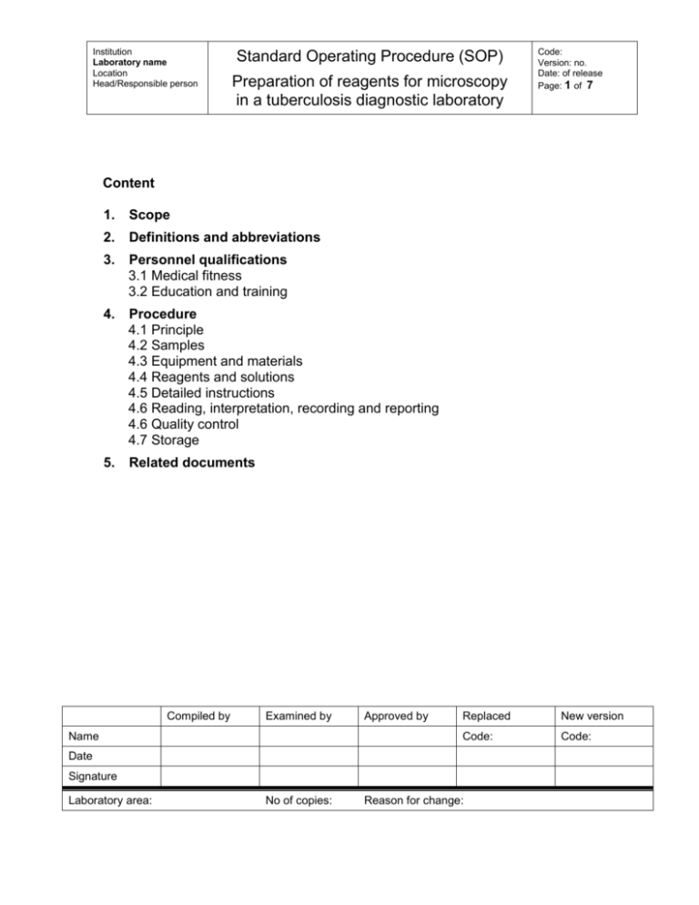 Preparation of reagents for microscopy