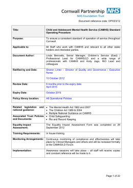 child and adolescent mental health services (camhs)