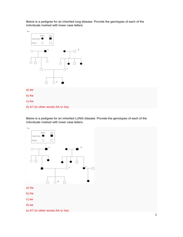 PEDIGREE CHART PROBLEMS