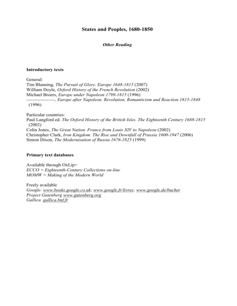 Extended Reading List Extended Reading List