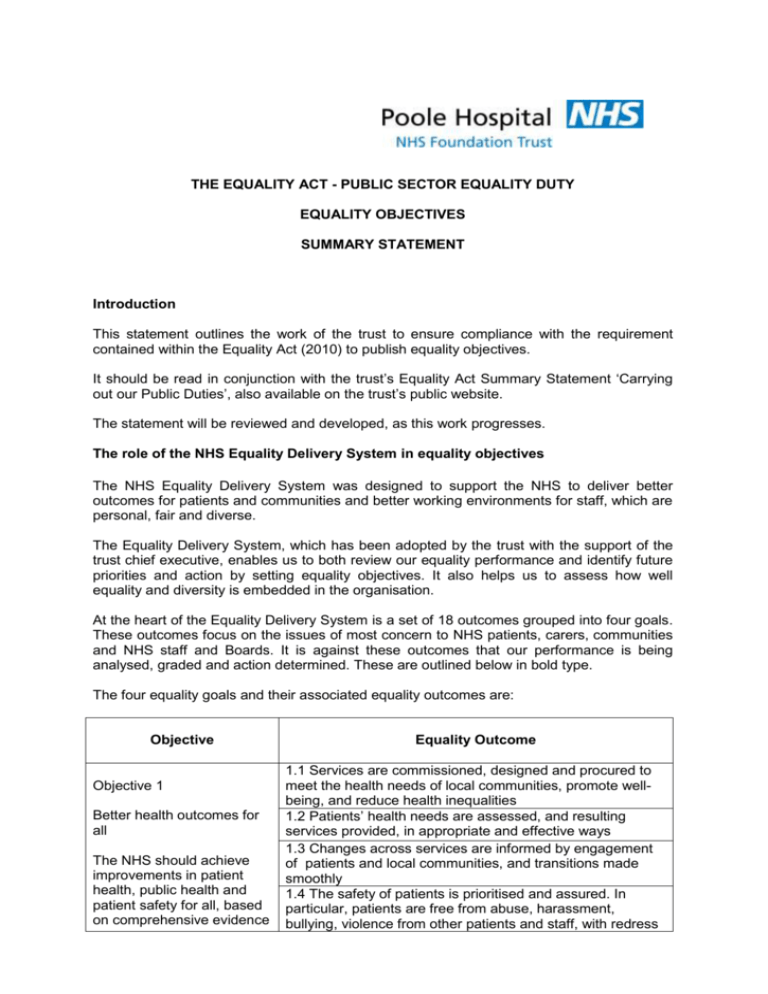 statement on equality objectives here