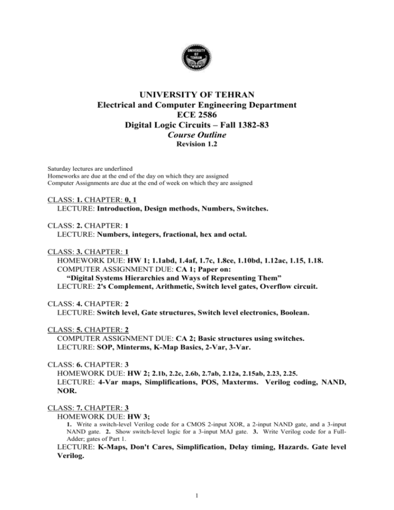 Logic Design Course Outline