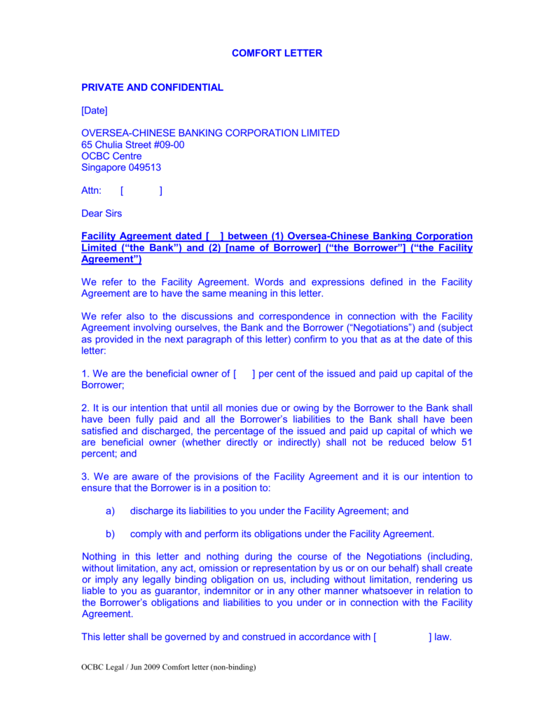 Comfort Letter Non Binding