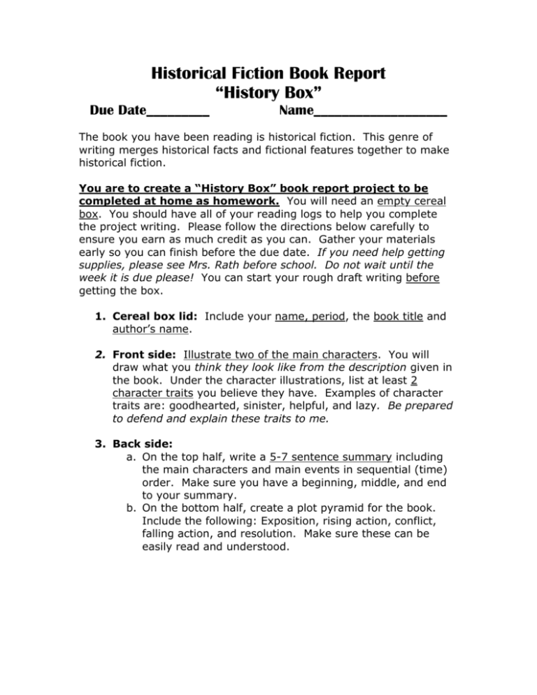 Historical Fiction Book Report