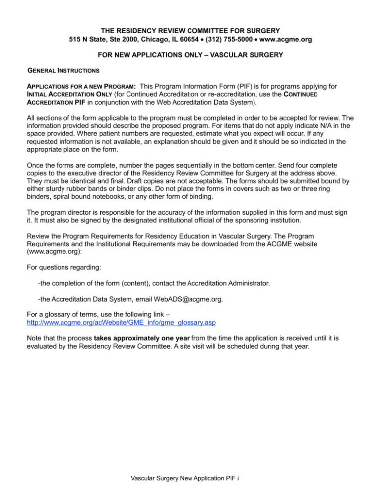 THE RESIDENCY REVIEW COMMITTEE FOR SURGERY