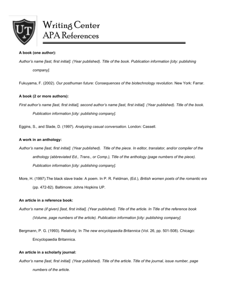 Reference Sheet
